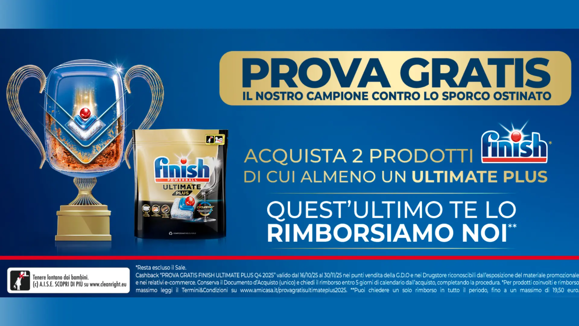 Cashback Finish 2025: prova GRATIS Finish Ultimate Plus Q4